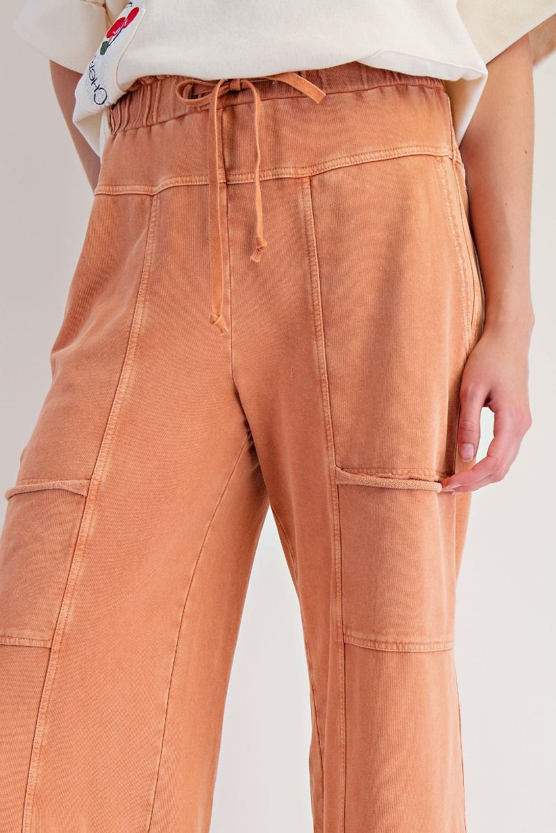 Easel Washed Wide Leg Terry Pants – 100% Cotton Lounge Pants – L. Rosa ...